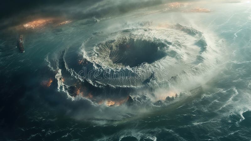 A Hurricane Over the Ocean. Generative Ai Stock Illustration ...