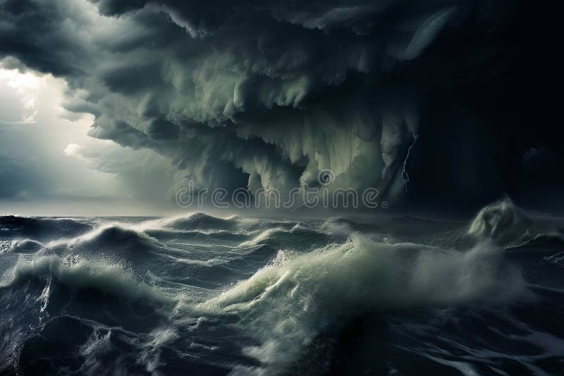 Hurricane a Powerful Storm with Strong Winds and Heavy Rainfall Stock ...