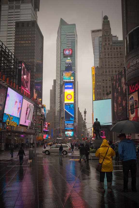 Hurricane Sandy at Times Square Editorial Stock Image - Image of storm ...