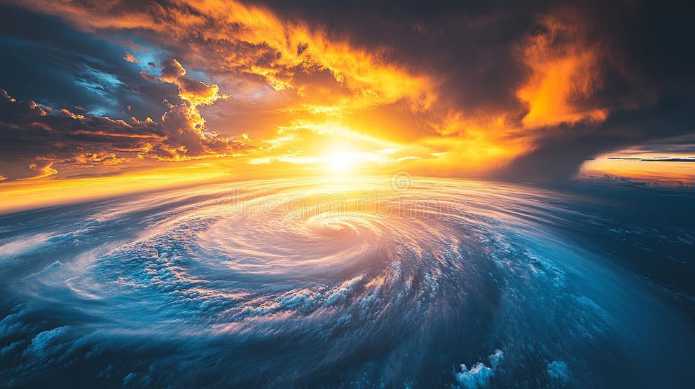 Hurricane from Space, Atmospheric Cyclone Over Ocean, Dramatic Clouds ...