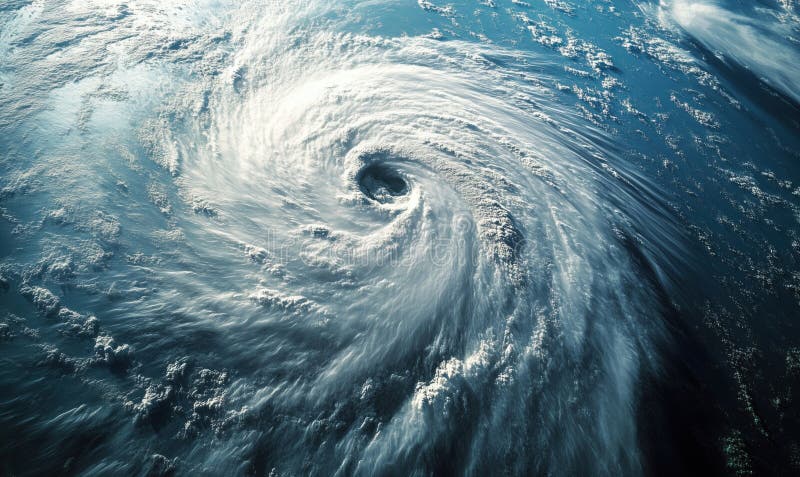 Hurricane Swirling Over Ocean Captured from Above Showcasing Powerful ...
