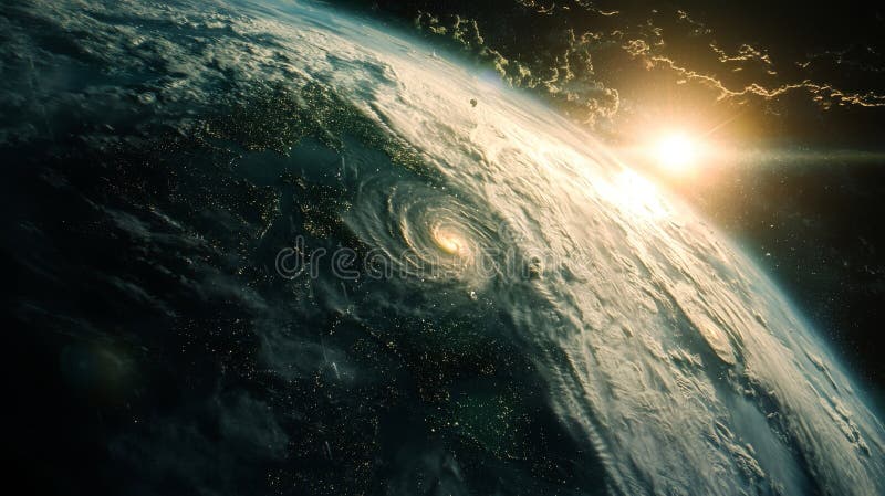 Hurricane Tracking from Space with a Massive Cyclone. Stock Photo ...