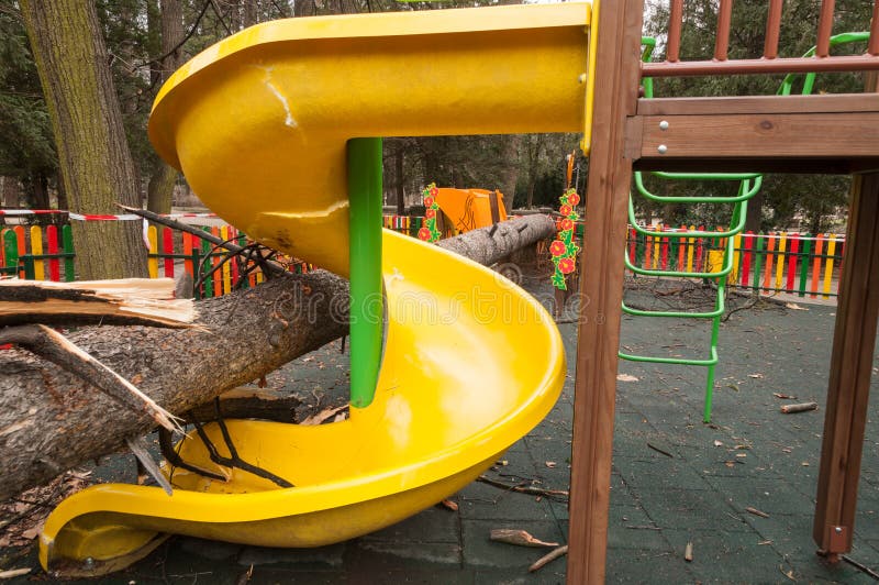 Hurricane Trees Fell on the Playground Stock Photo - Image of european ...