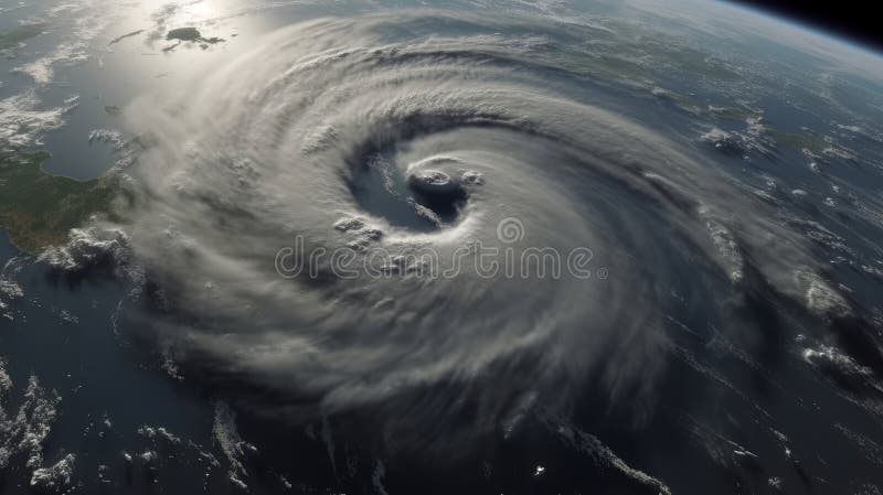 Hurricane or Typhoon in the Ocean. Powerful Storm Influenced by Climate ...