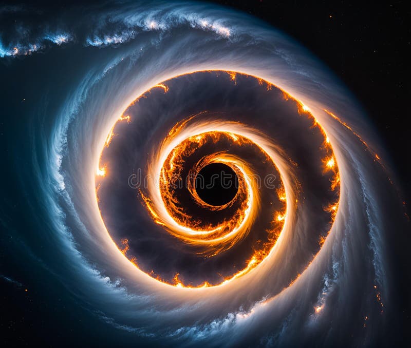 Hurricane View from Space. Fire Swirls Stock Illustration ...