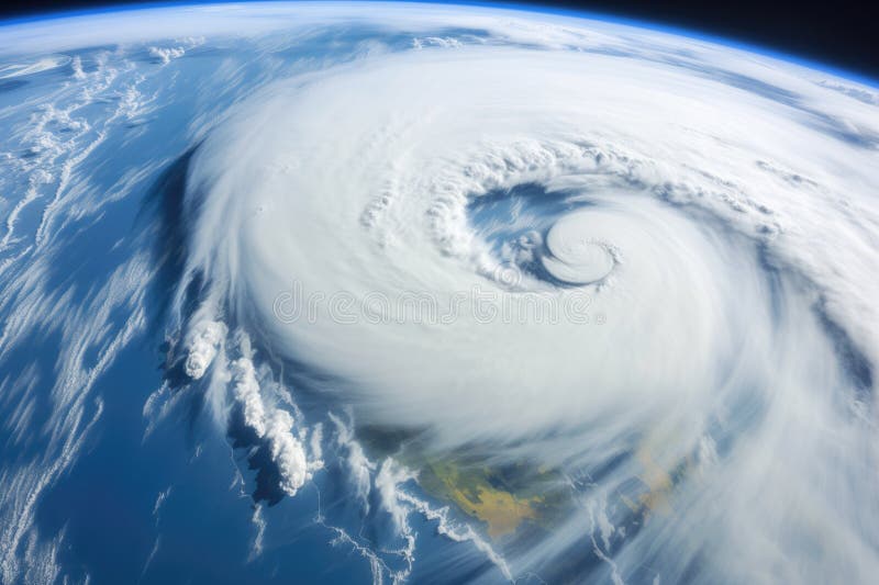 Hurricane View from Space, Showing Swirling Clouds Stock Illustration ...