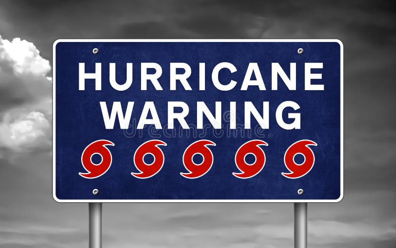 Hurricane Warning Information Road Sign Stock Illustration ...
