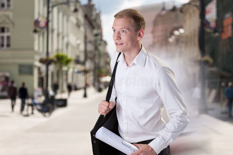 Hurrying to work stock photo. Image of paper, drawings - 49841936