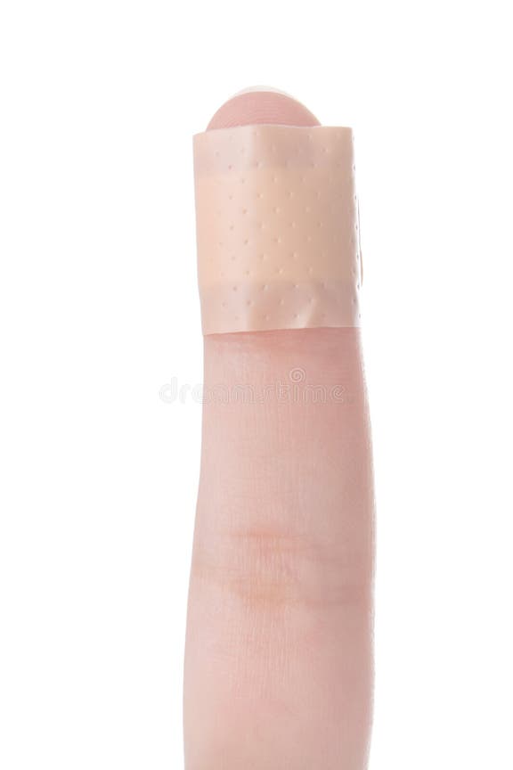 Hurt finger with a bandage stock photo. Image of band - 6635466