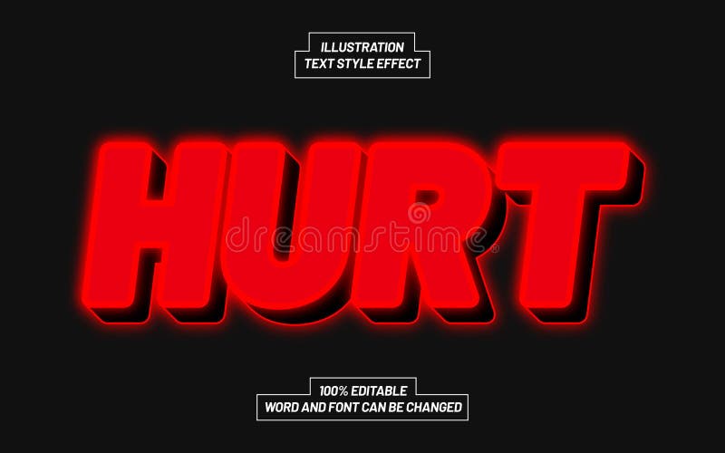 Hurt Red Text Style Effect stock vector. Illustration of gradient ...