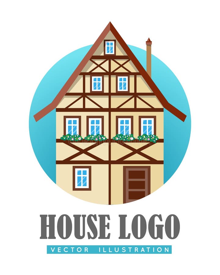 Hus Logo Flat Design Vector Illustration Vektor Illustrationer ...
