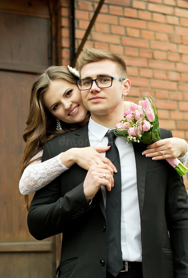 The Husband and the Bride Hug Each Other Stock Image - Image of life ...