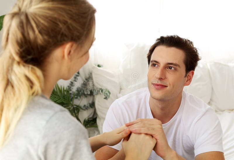 The Husband Encourages His Wife Sharing Working And Lifestyle At Home