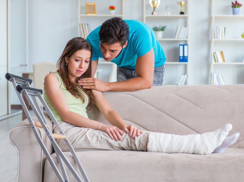 Husband Man Supporting Injured Wife Stock Photo - Image of care ...