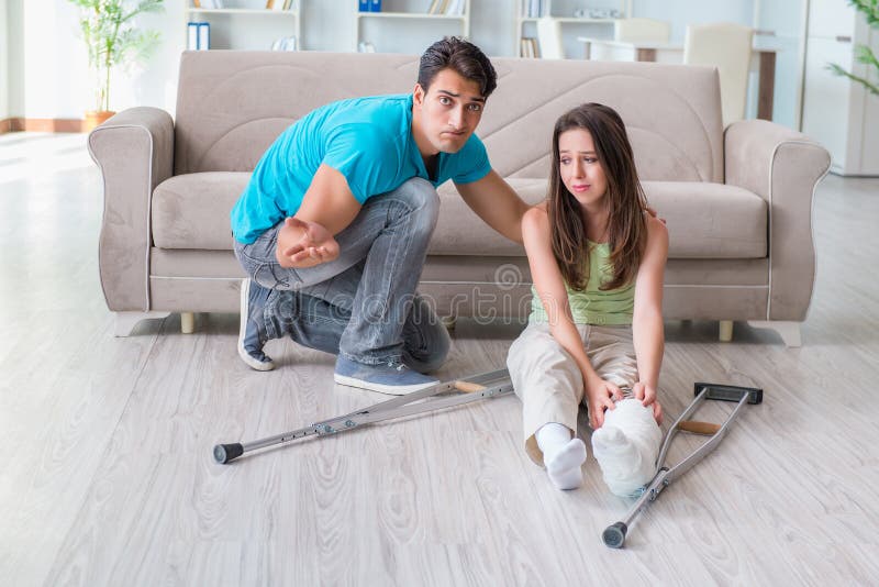 The Husband Man Supporting Injured Wife Stock Photo - Image of husband ...