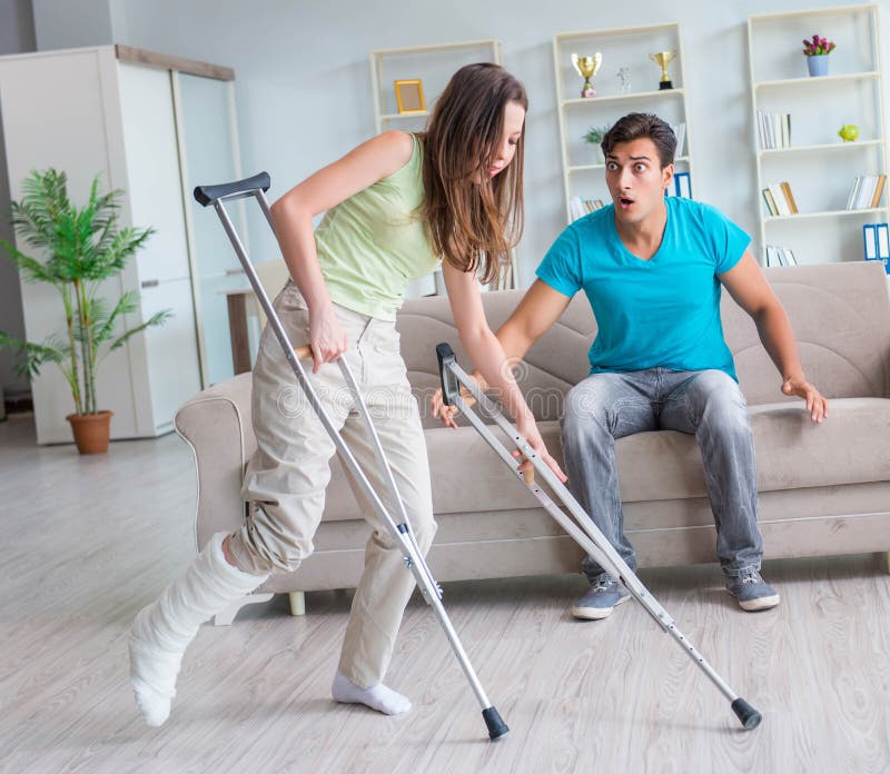 Husband Man Supporting Injured Wife Stock Photo - Image of caregiver ...