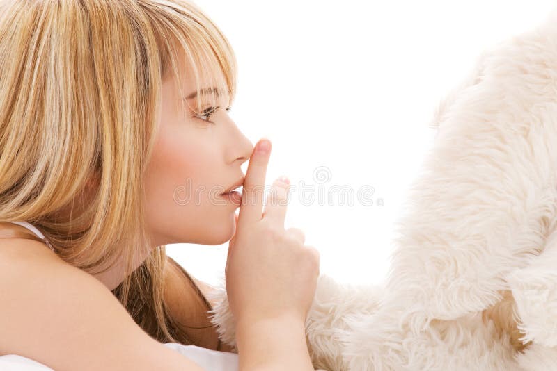 Hush stock image. Image of gesture, girl, lovable, holding - 8760241