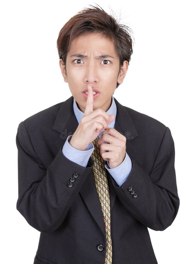 Hushing Oriental Businessman Stock Photo - Image: 12756448