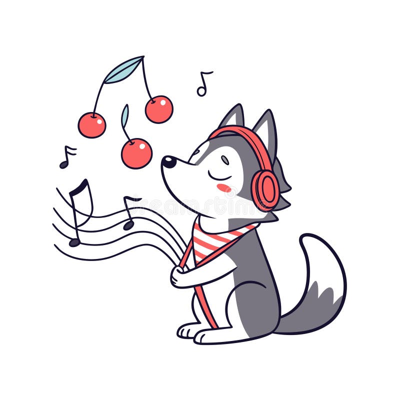 Husky in Comfort while Producing Music Vector Illustration Stock ...