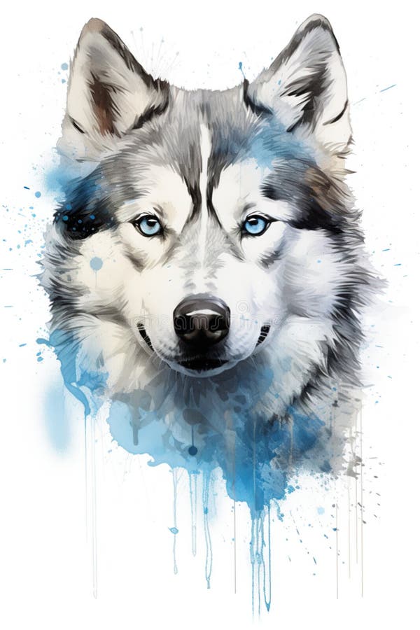 Husky Dog, Digital Art Illustration Isolated on White. Generative AI ...