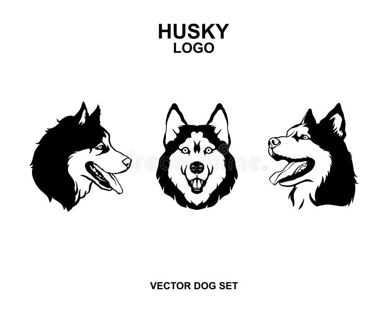 Husky Dog - Vector Illustration. Husky Logo. Vector Dog Set Stock ...