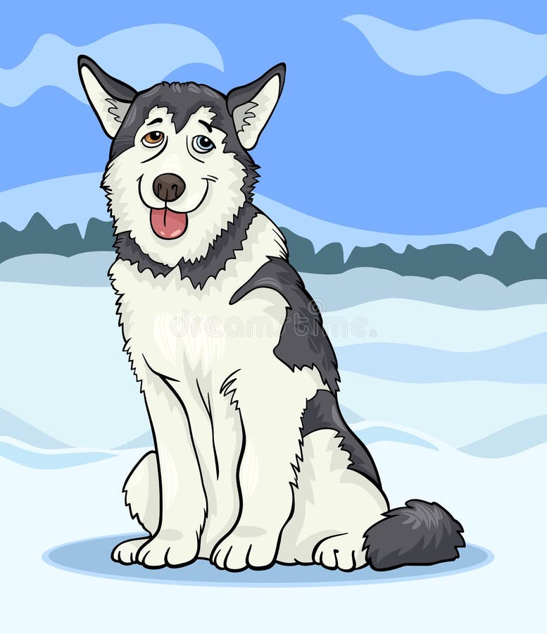 Husky or Malamute Dog Cartoon Illustration Stock Vector - Illustration ...