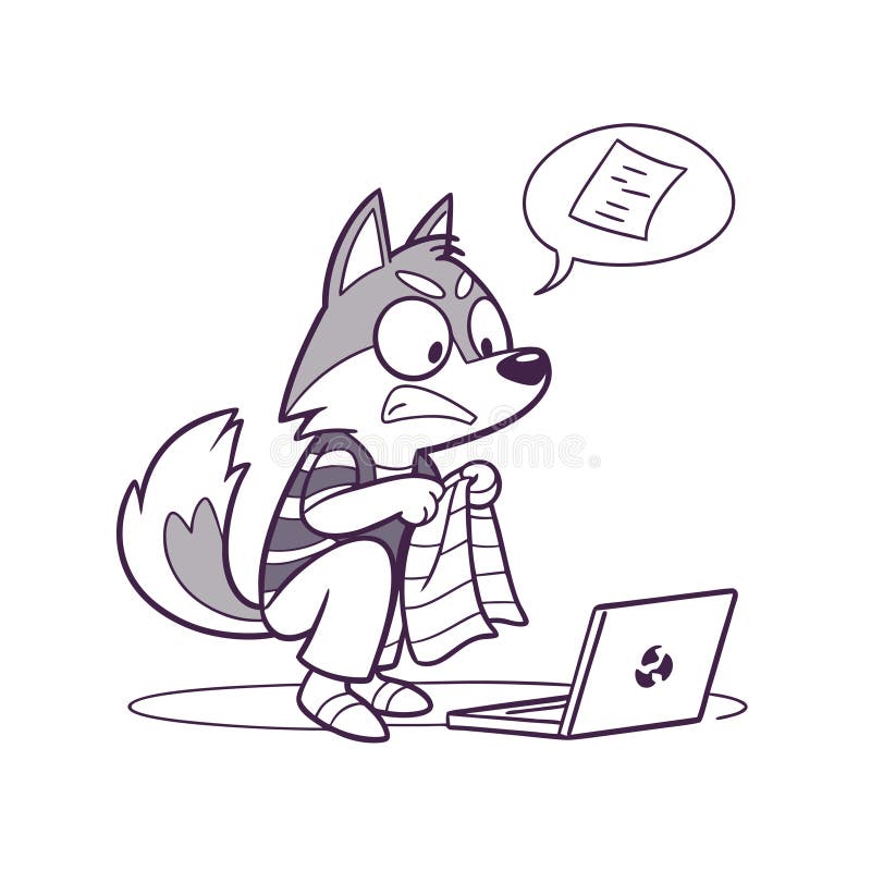 Husky in Shock while Programming Stock Image - Illustration of work ...