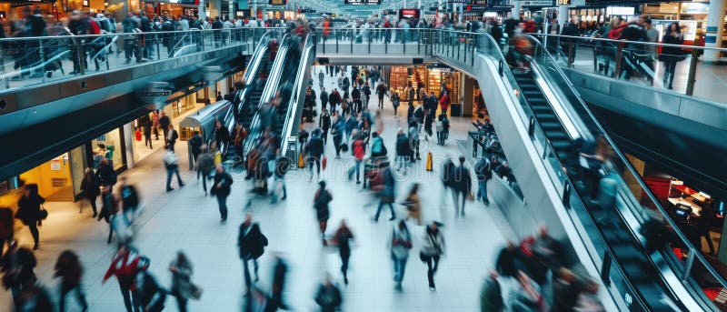 Hustle and Bustle Captured in a Busy Transportation Hub Stock ...
