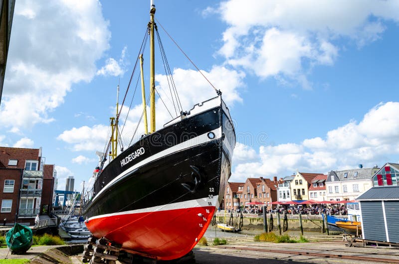 Husum, Germany - August 30, 2021: Hildegard Ship in the Old Harbor of ...