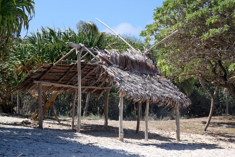 Hut on the beach stock photo. Image of culture, woven - 16981368