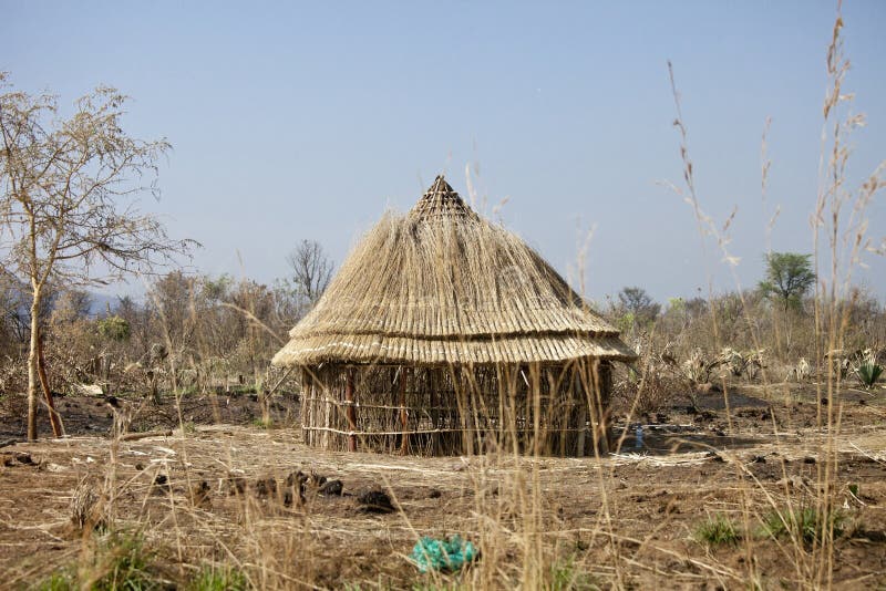 Hut Being Built in South Sudan Stock Photo - Image of pedestrian ...