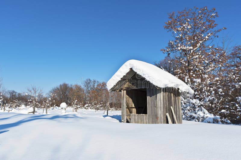 A hut covered with snow stock photo. Image of north, cover - 23145434