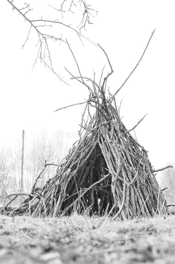Hut made of branches stock photo. Image of secluded - 110173114