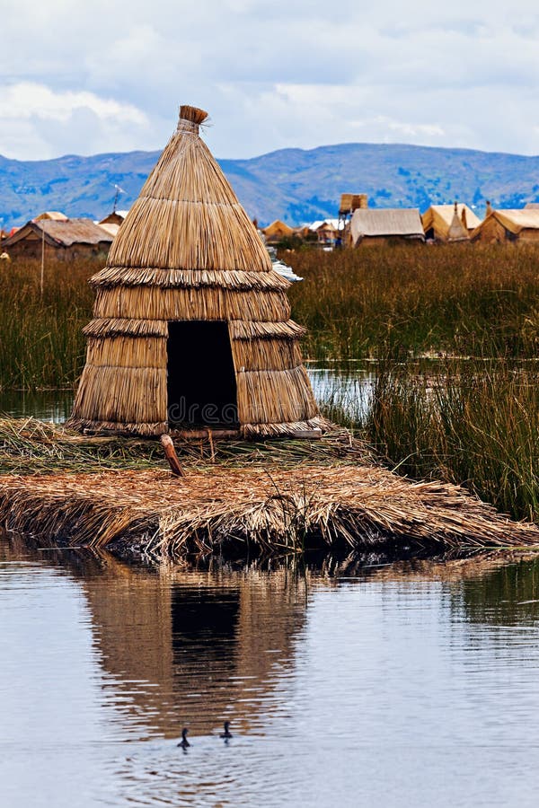 Hut on Floating Islands stock image. Image of peru, tourist - 51197745