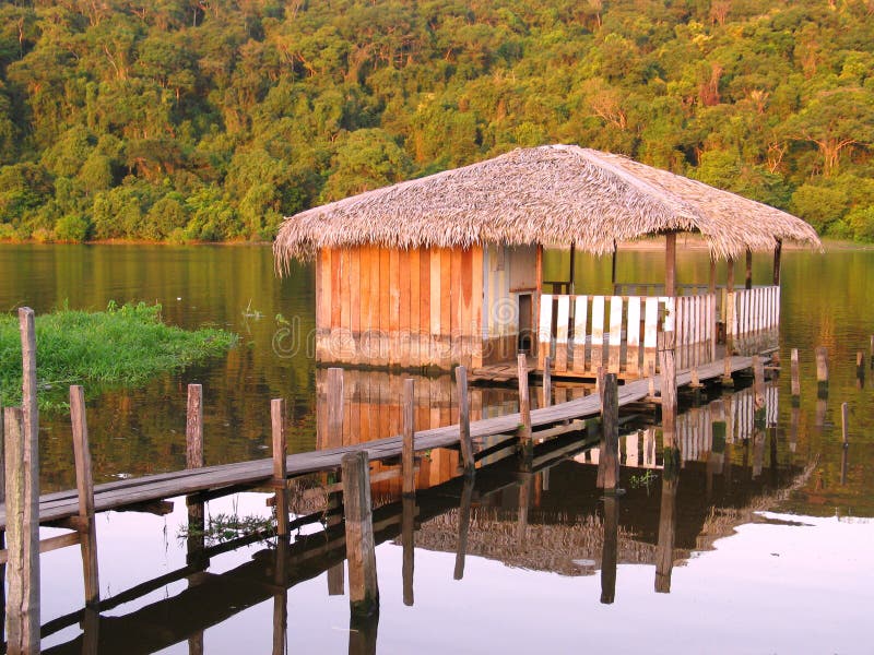 Hut in the lake stock photo. Image of relax, lake, brazil - 472316