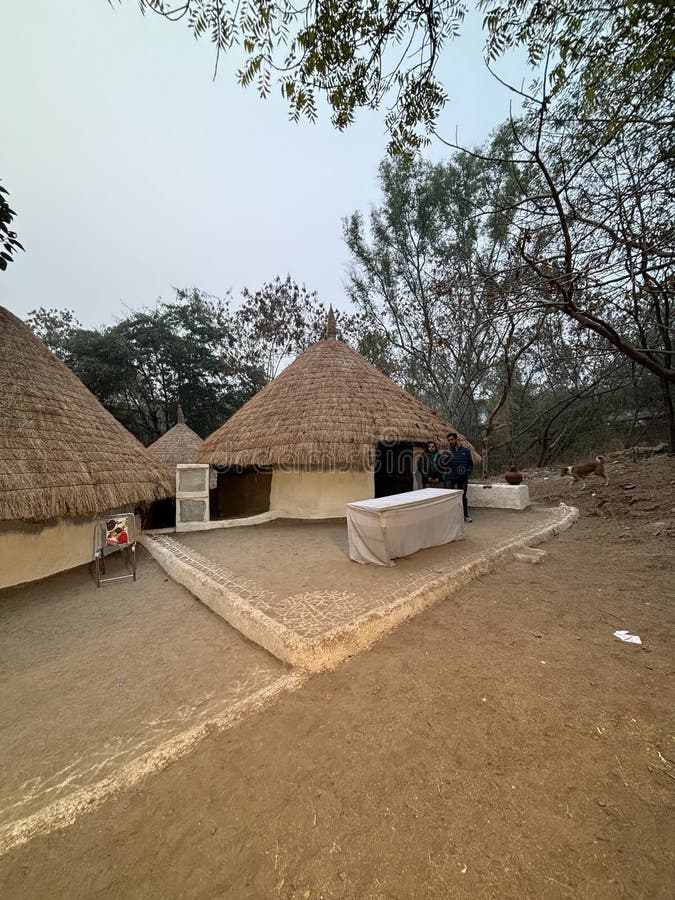 A Hut Made of Grass that Shows the Village Scene of Old Times Stock ...