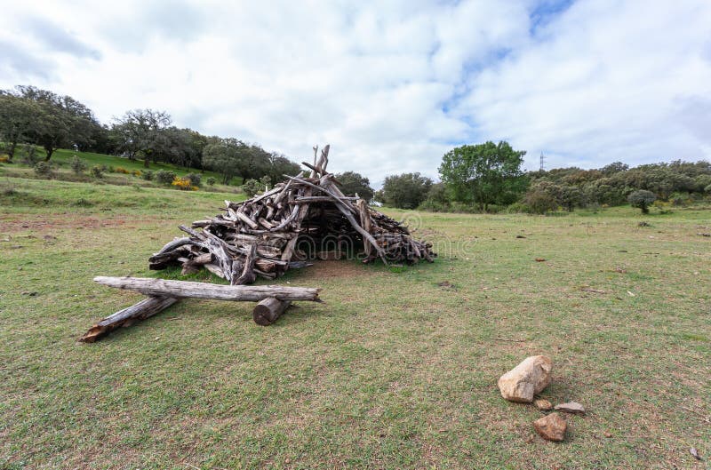 Stick Dens and Forts in the Woods Built by Children To Play in Outside ...