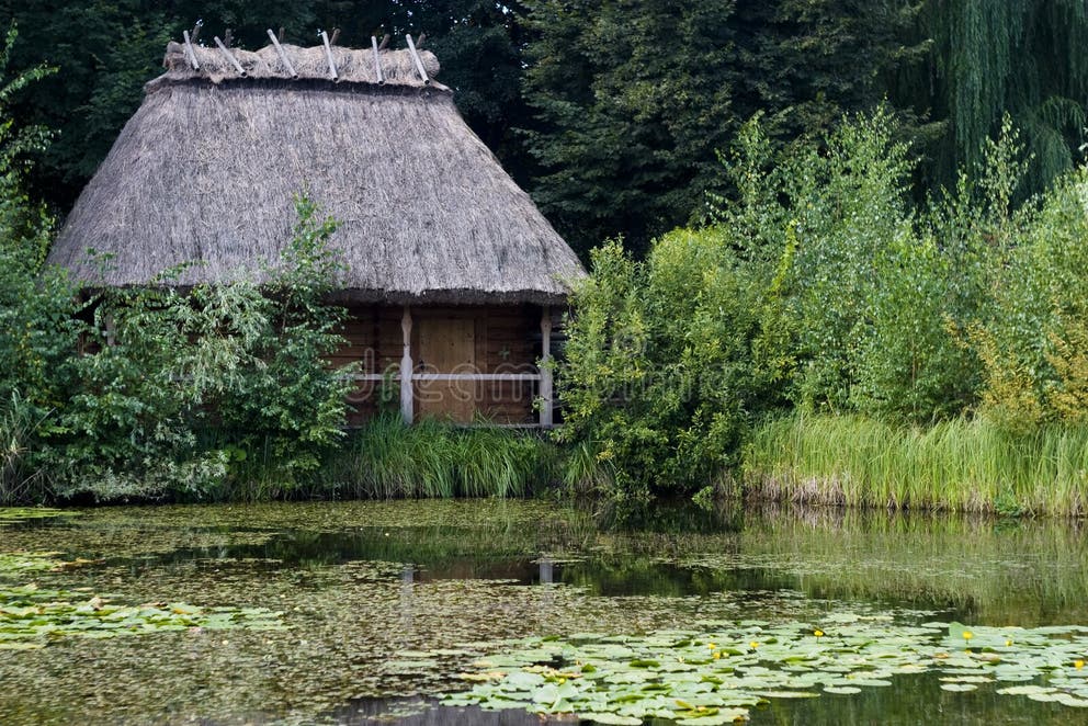 Hut near the lake stock image. Image of lake, ancient - 10916937