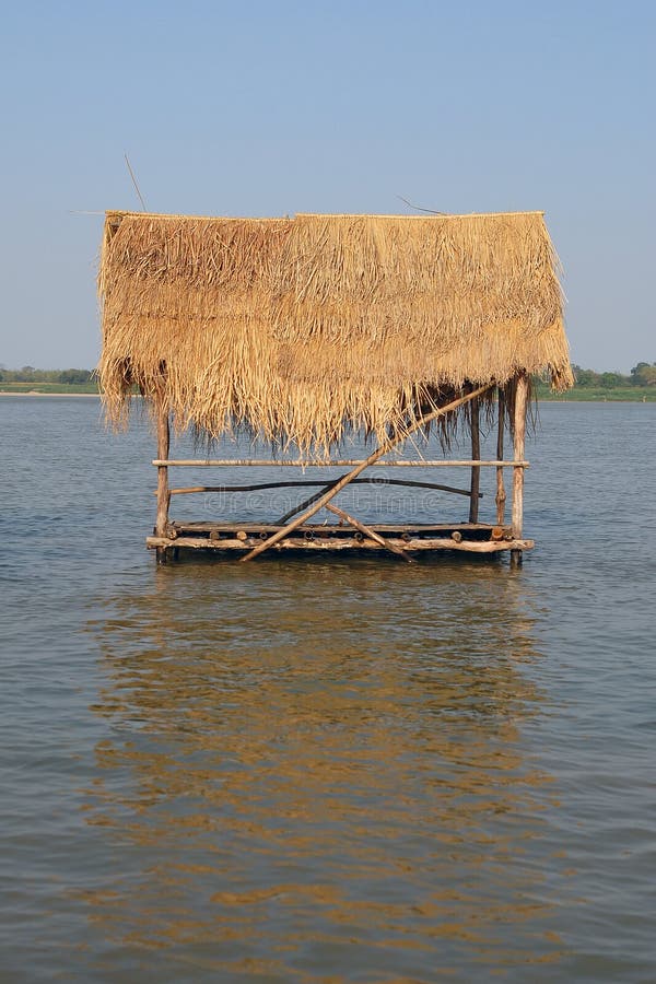 Hut in the river stock image. Image of cottage, river - 24195321