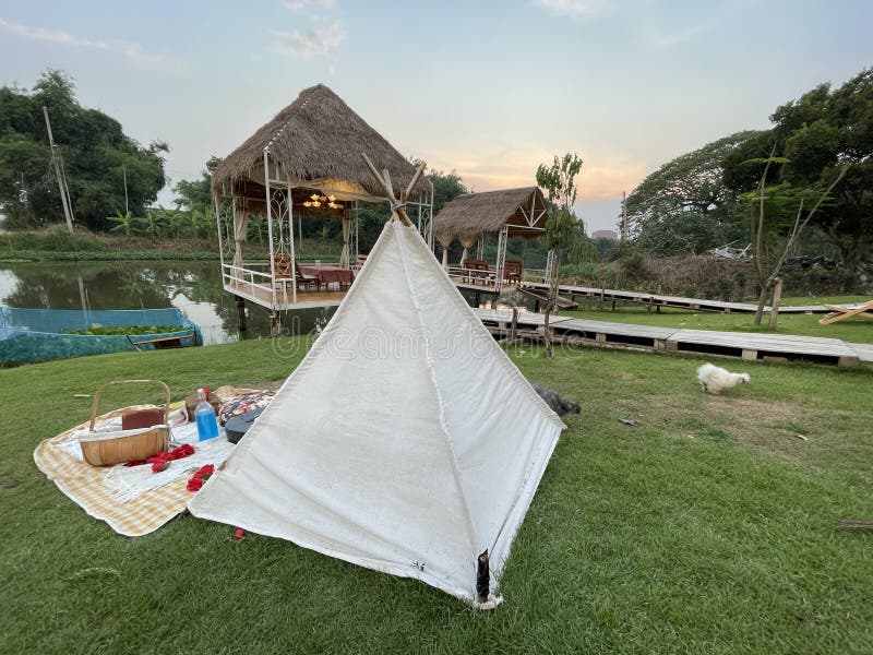 Hut Style Restaurant in Thailand Stock Image - Image of bangkok, river ...