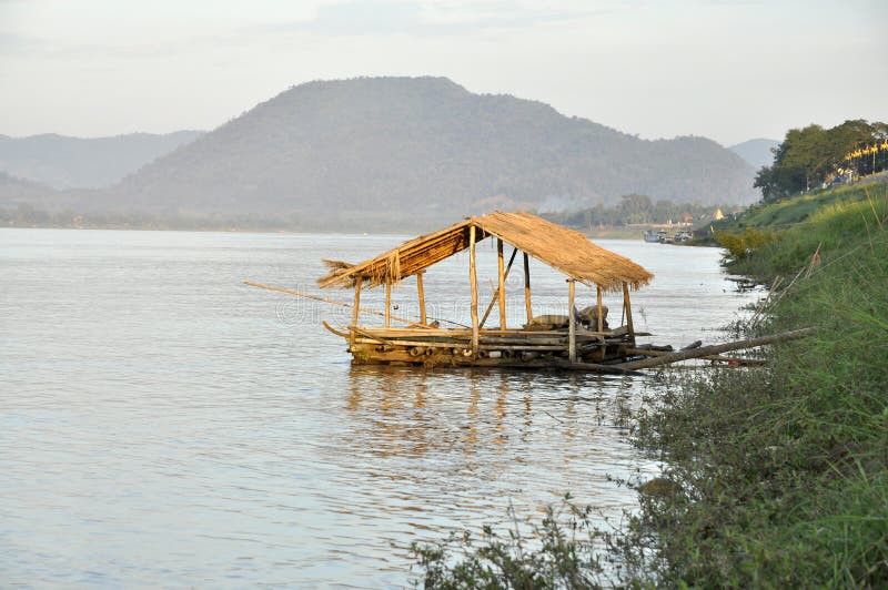 Hut View River Thailand Country Bamboo Stock Photo - Image of native ...