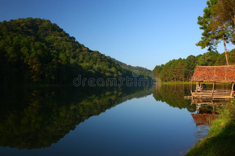 A Hut on the Water at Pang Aung Stock Photo - Image of travel, forest ...
