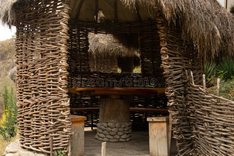 Hut Woven from Thin Branches and Vines Stock Photo - Image of rustic ...