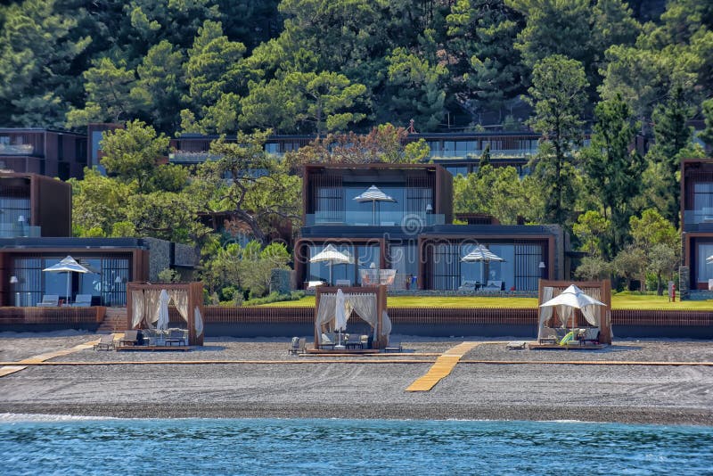 Huts at the Beach of Luxury Hotel Editorial Image - Image of dream ...