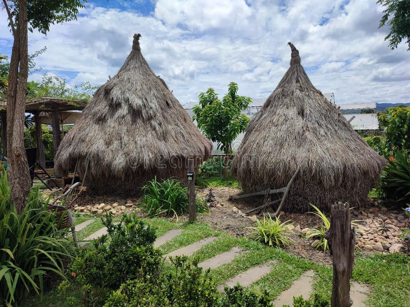 Huts for the Farmer beside the Field. Stock Image - Image of temple ...