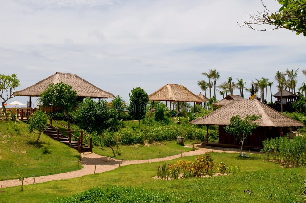 Huts over field stock photo. Image of indonesia, fresh - 9957448