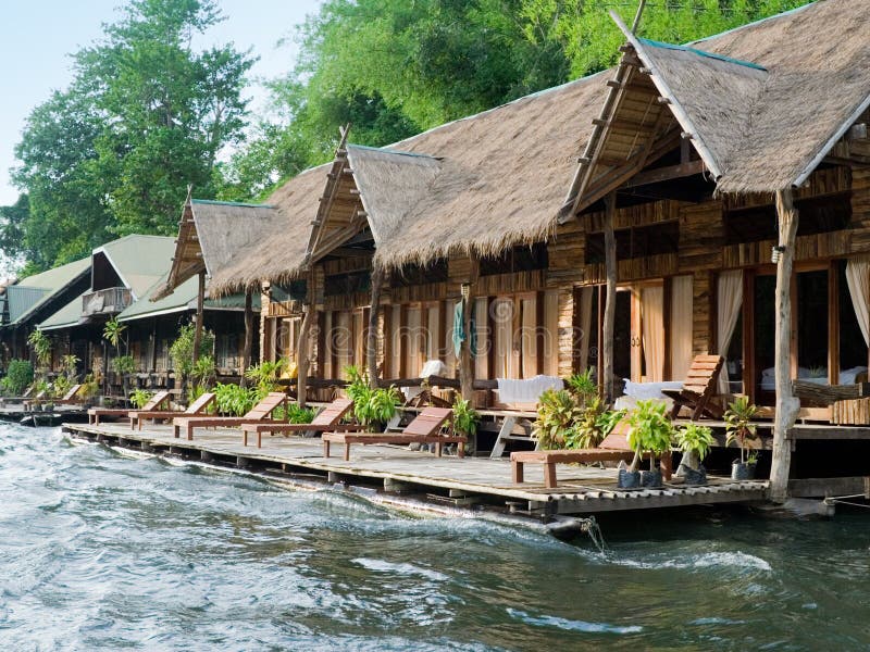 Huts on the river stock image. Image of float, rural, tree - 2477671