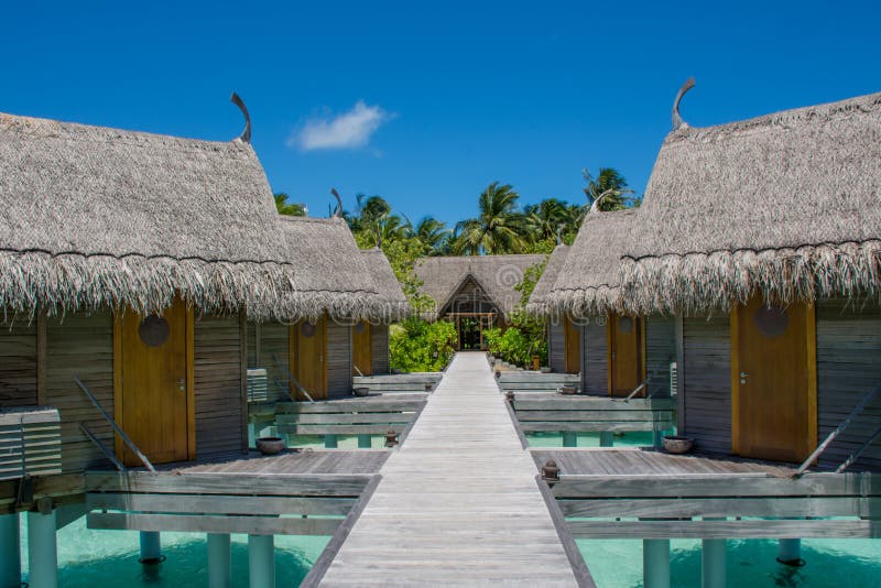 Huts at the Topical Resort at Maldives Stock Image - Image of palm ...