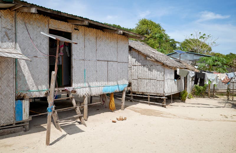 Huts in a Village on a Small Island in the Philippines Stock Photo ...