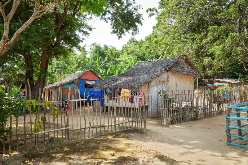 Huts in a Village on a Small Island in the Philippines Stock Photo ...